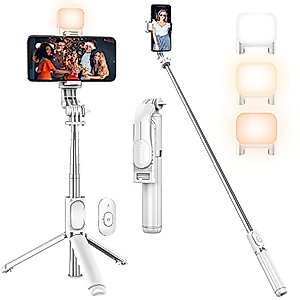 Selfie Stick with Fill Light, Tupwoon Extendable [42 Inch] Selfie Stick with Detachable Remote, Portable Phone Tripod Stand, Compatible with iPhone 14/13/12/11, Samsung Google Smartphones
