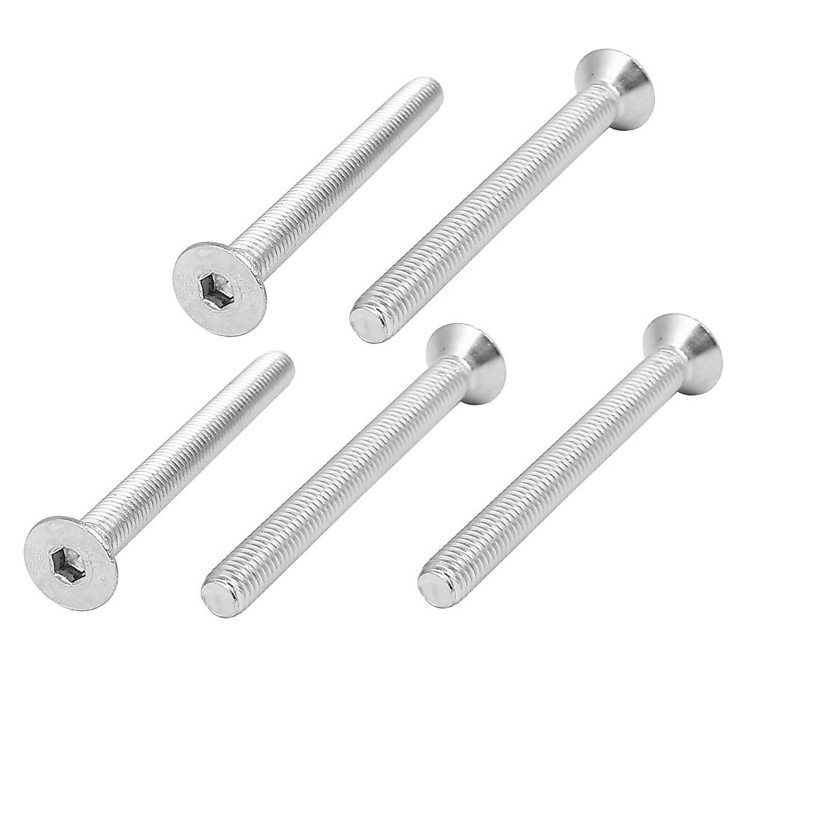 uxcell M8x80mm 304 Stainless Steel Flat Head Hex Socket Cap Screws DIN7991 5pcs