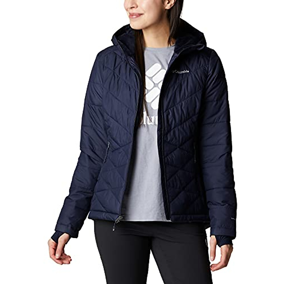 Columbia Women's Heavenly Hooded Jacket,Dark Nocturnal,1X