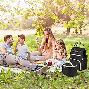 SIMBOOM Lunch Backpack for Women, Nurse Work Backpack for Men with Insulated Cooler Lunch Box, 17 Inch Laptop Backpack with USB Port (Black)