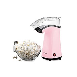 Nostalgia Hot-Air Electric Popcorn Maker, 12 Cups, Healthy Oil Free Popcorn with Measuring Scoop, Pink