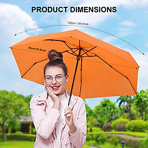 LEAGERA Compact Travel Umbrella with Case - Mini Umbrella for Purse, Small Lightweight &Tiny Umbrellas Design Perfect for Parasol Outdoor Sun&Rain,Orange