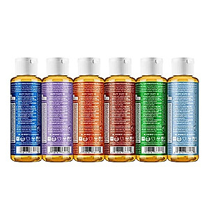 Dr. Bronner's - Pure-Castile Liquid Soap (4 oz Variety Pack) Peppermint, Lavender, Tea Tree, Eucalyptus, Almond, & Baby Unscented - Made with Organic Oils, 18-in-1 Uses: Face, Body, Hair, Laundry, Pets and Dishes | 6 Count
