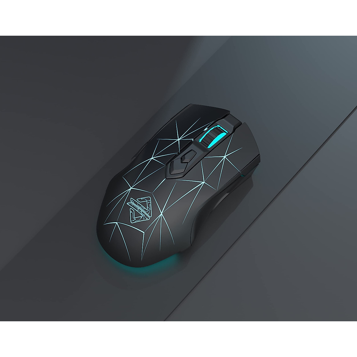 AJ52PRO Watcher 2.4G Wireless/ Bluetooth 5.0/ Wired Gaming Mouse, 10000 DPI, Programmable 7 Buttons, Ergonomic LED Backlit USB Gamer Mice Computer Laptop PC, for Windows Mac Linux OS, Star Black