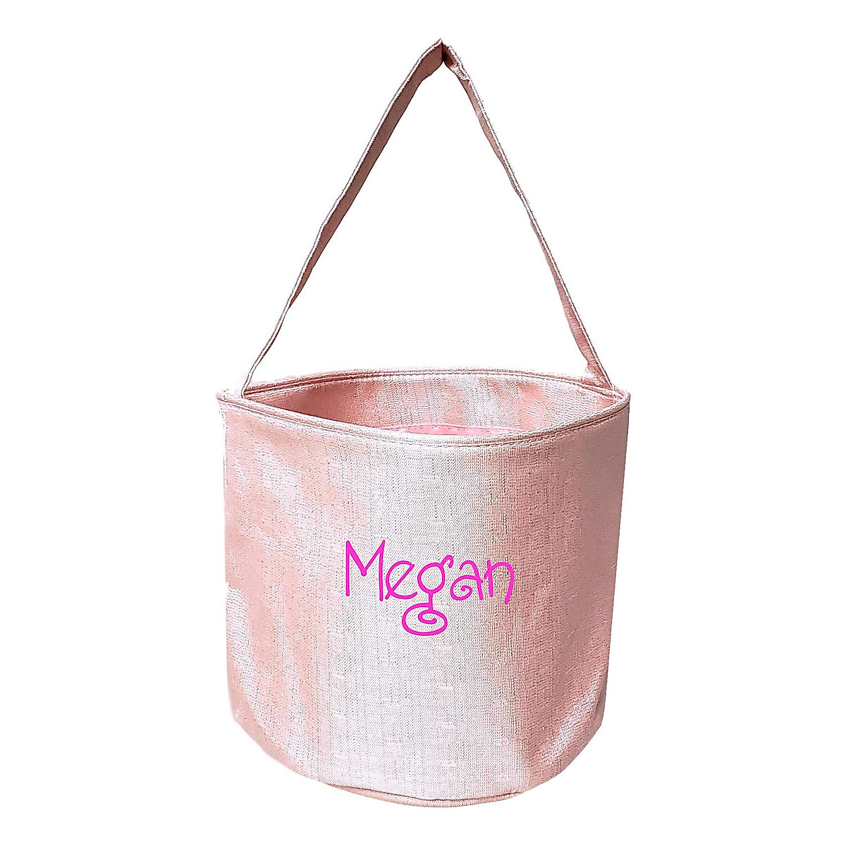 Girls Shimmer Fabric Easter Egg Basket Bucket Tote Bag Gift for Kids Pink Purple - Can be Personalized (Pink - Personalized Name)