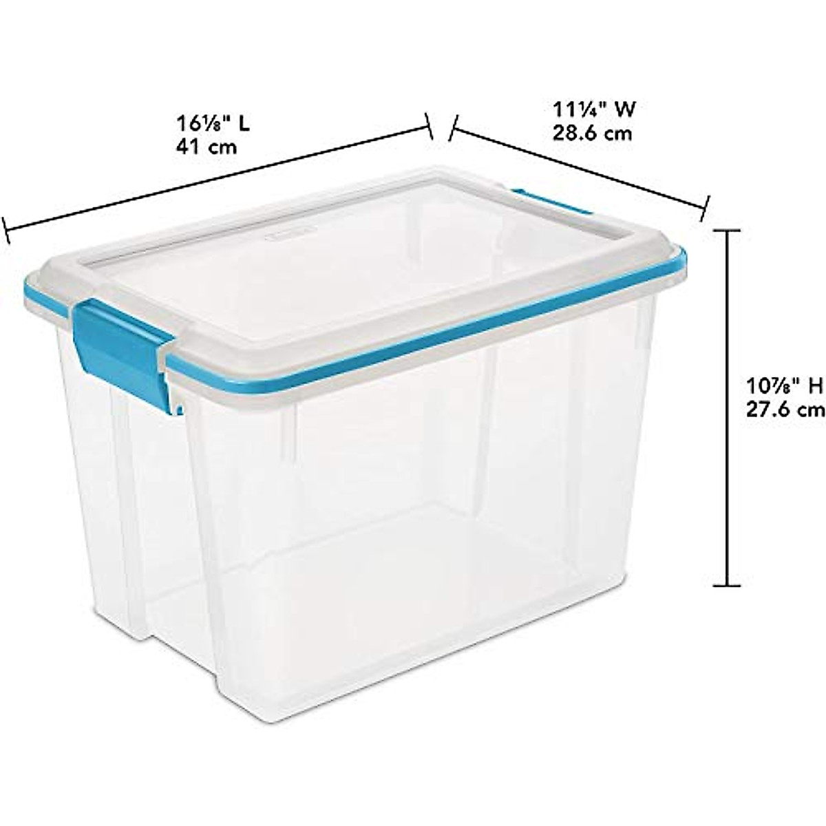 Sterilite 19324306 20 Quart/19 Liter Gasket Box, Clear with Blue Aquarium Latches and Gasket, 6-Pack