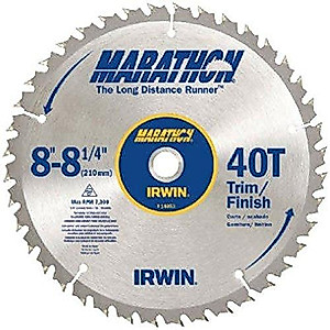 IRWIN Tools MARATHON Carbide Table / Miter Circular Blade, 8 1/4-inch, 40T Universal Arbor Miter and (14053)
