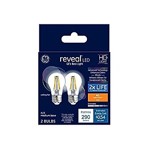 GE Reveal 40-Watt EQ A15 Color-Enhancing Dimmable LED Light Bulb (2-Pack)