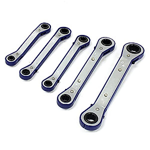 ARC-POWER 5 pc SAE Offset Ratcheting Box Closed End Wrench Set 6/12 Point 1/4" - 11/16"
