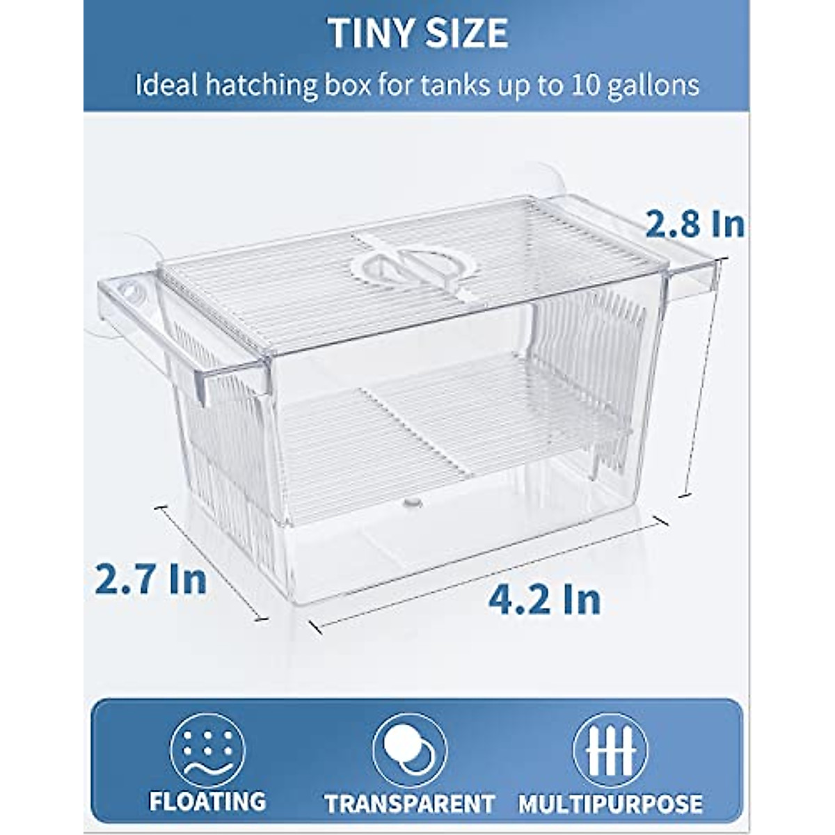 Pawfly Aquarium Fish Breeding Box Acrylic Hatchery Incubator Tank with Suction Cups Small Isolation Box for Baby Small Fish Shrimp and Betta