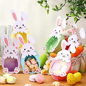 24 Pcs Easter Boxes Easter Bunny Treat Cookie Candy Packaging Boxes Cardboard Box Paper Gift Container for Spring Holiday Kids School Classroom Decor Party Favor Supplies Birthday Wedding 6 Color