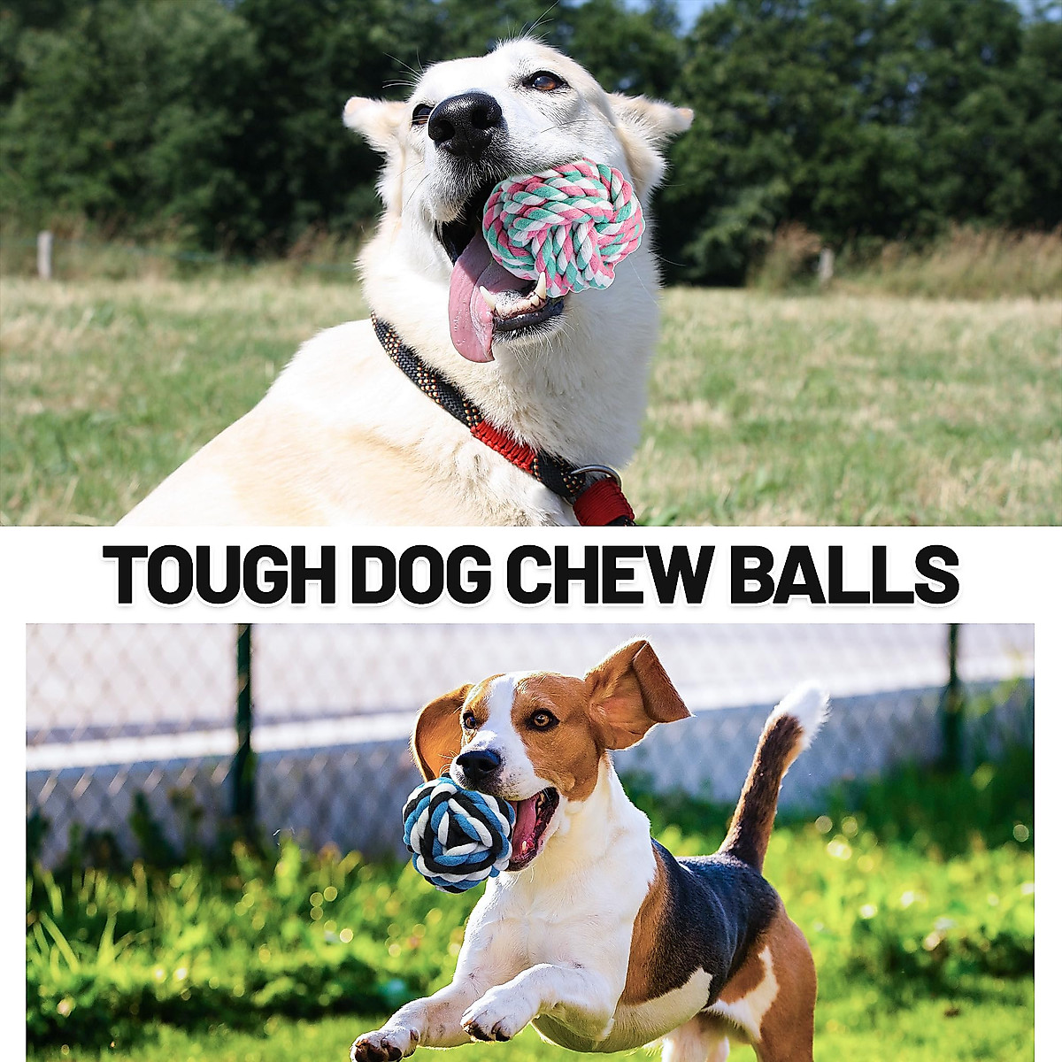 Dog Chew Ball Rope Toys for Aggressive Chewers, 10 Pack Durable Balls Toy for Medium and Small Breeds, Dental Cotton Dog Rope Toys, Puppy Teething Chew Toys, Interactive Dog Toys, Not for Large Dog