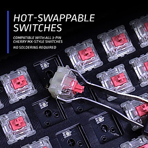 Mountain Everest Core Mechanical Gaming Keyboard - USB Hub - Cherry MX Hot-Swappable Switches - RGB Backlit (Gunmetal Gray, Silent Red - Linear & Quiet)