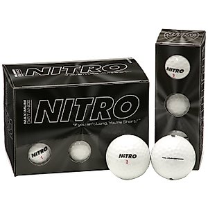 Nitro (12PK) All Levels Maxium Distance Titanium Core 85 Compression High Velocity Spin Control Long Distance Golf Balls USGA Approved-Total of 12-White