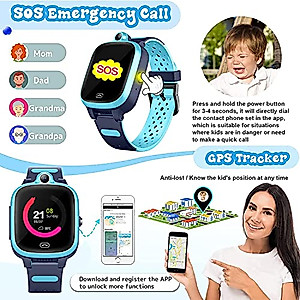 4G GPS smart watch for boy girl 3-15 years old Kids Global Real-Time tracking watches Waterproof Cell Phone watch Child Video Chat Device SOS Alarm Camera Geo-Fence Pedometer Anti-Lost Tracker Locator
