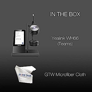 Global Teck Worldwide GTW Yealink WH66 Duo Stereo Teams Certified DECT Headset, Connects to Deskphone, PC/Mac, Softphones - Works with Teams, Zoom, RingCentral, 8x8, Vonage, with Microfiber Included