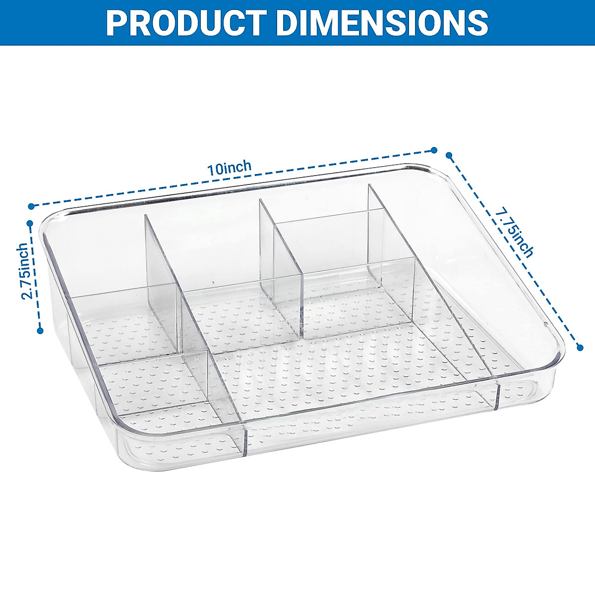 Toughty Drawer and Desk Organizer Tray with 8 Compartments Clear Acrylic for Makeup Organizer for Vanity, Drawer Organizers Office, Office Desk Accessories Desk Organizer Tray