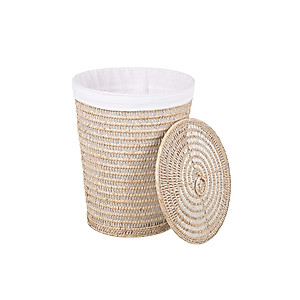 Cambria Rattan Laundry Hamper with Liner, White-Wash