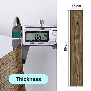 Skyblur Brown Peel and Stick Wooden Floor Tiles for Kitchen Backsplash - Waterproof, Self-Adhesive, 35x6 Inch, 4 Pcs