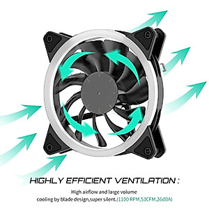 upHere 120mm LED Silent Fan for Computer Cases, CPU Coolers, and Radiators Ultra Quiet,Triple Pack Colorful Case Fan,F03