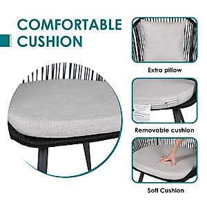 COBANA 3 Piece Patio Bistro Set, Outdoor Conversation Balcony Furniture Set with Glass Top Table and Cushioned Chairs, Black