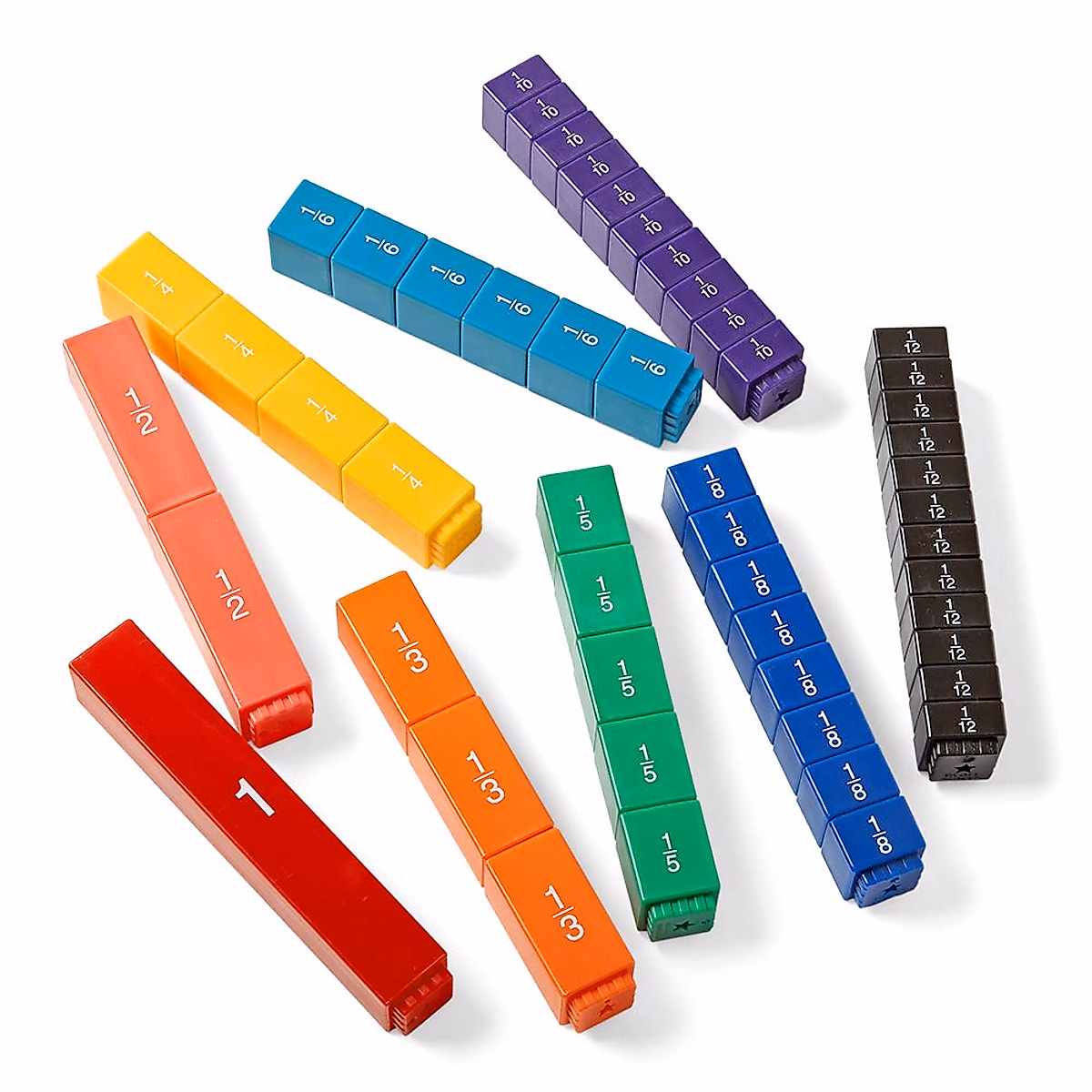hand2mind Rainbow Fraction Tower Cubes, Montessori Math Materials, Fraction Manipulatives, Unit Fraction, Fraction Cubes, Math Manipulatives for Elementary School, Homeschool Supplies (Set of 51)