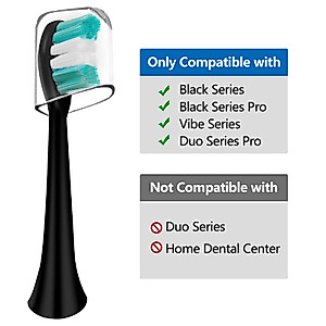 Replacement Toothbrush Heads Compatible with AquaSonic Black Series Vibe Series Electric Toothbrush, Curved Shape Design Planted with Nylon Bristle (Black)