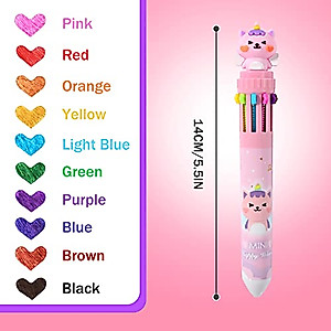 YOYTOO Multicolor Ballpoint Pen 0.5mm, 10-in-1 Colored Retractable Animal Ballpoint Pens for Office Back to School Supplies Students Children Gift, 6 Count