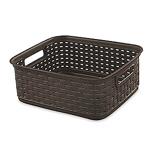 Sterilite Decorative Wicker-Style Weave Basket, Espresso | 12726P06 (12 Pack)