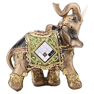 Green Elephant Lucky Feng Shui Statue Sculpture Chinese Feng Shui Wealth Lucky Elephant Figurine for Home Office Decoration Good Lucky Gift(M)
