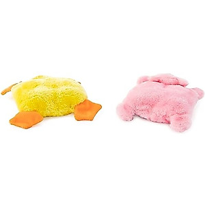 ZippyPaws Squeakie Pads - 2 Pack of Stuffing-Free Squeaky Dog Toys, Plush No Stuffing Puppy Toys, Dog Stuff for Small & Medium Dogs, Flat Squeaky Toys for Dog Birthday - Duck & Pig