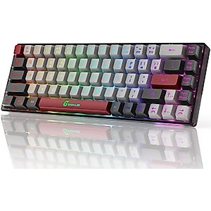 GEODMAER GM68 65% Wireless Gaming Keyboard, Rechargeable RGB Backlit Gaming Keyboard with 14 Backlit Modes, 68 Keys Ultra-Compact Anti-ghosting Keyboard for PC Laptop
