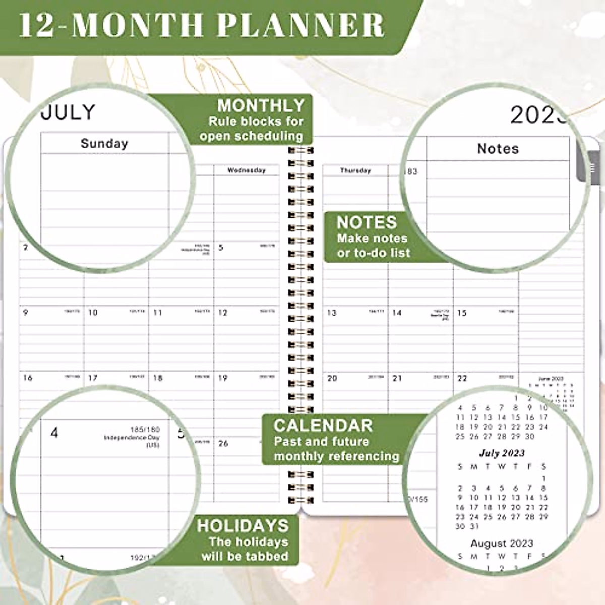 Planner 2023-2024 - July 2023 - June 2024, Academic Planner 2023-2024, 8" x 10" Weekly and Monthly Planner 2023-2024, Flexible Cover, Twin-wire Binding - Schedule Your Daily Work Well