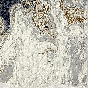 LUXE WEAVERS Marble Collection Blue Area Rug 2x7 Modern Abstract Swirl Design Non-Shedding Carpet