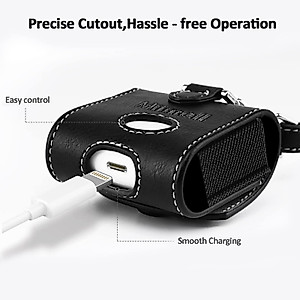 Miimall Compatible for Google Pixel Buds Pro Case Leather, Wear-Resist Magnetic Closure Protective Pouch Pocket with Lanyard, Holster Leather Case for Pixel Buds A-Series, Pixel Buds 2 (Black)