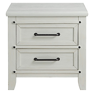 Soho Baby 49022480 Ellison Premium 2-Drawer Nightstand, Wire Brush Rustic White Finish