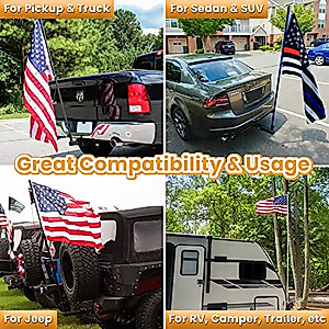 Universal Hitch Mount Flag Pole Holder Flagpole Bracket for Jeep Trailer Car Truck SUV RV Pickup Camper Fits Standard 2 inch Hitch Receivers with Anti-Wobble Screw Heavy Duty Black Powder (Single)