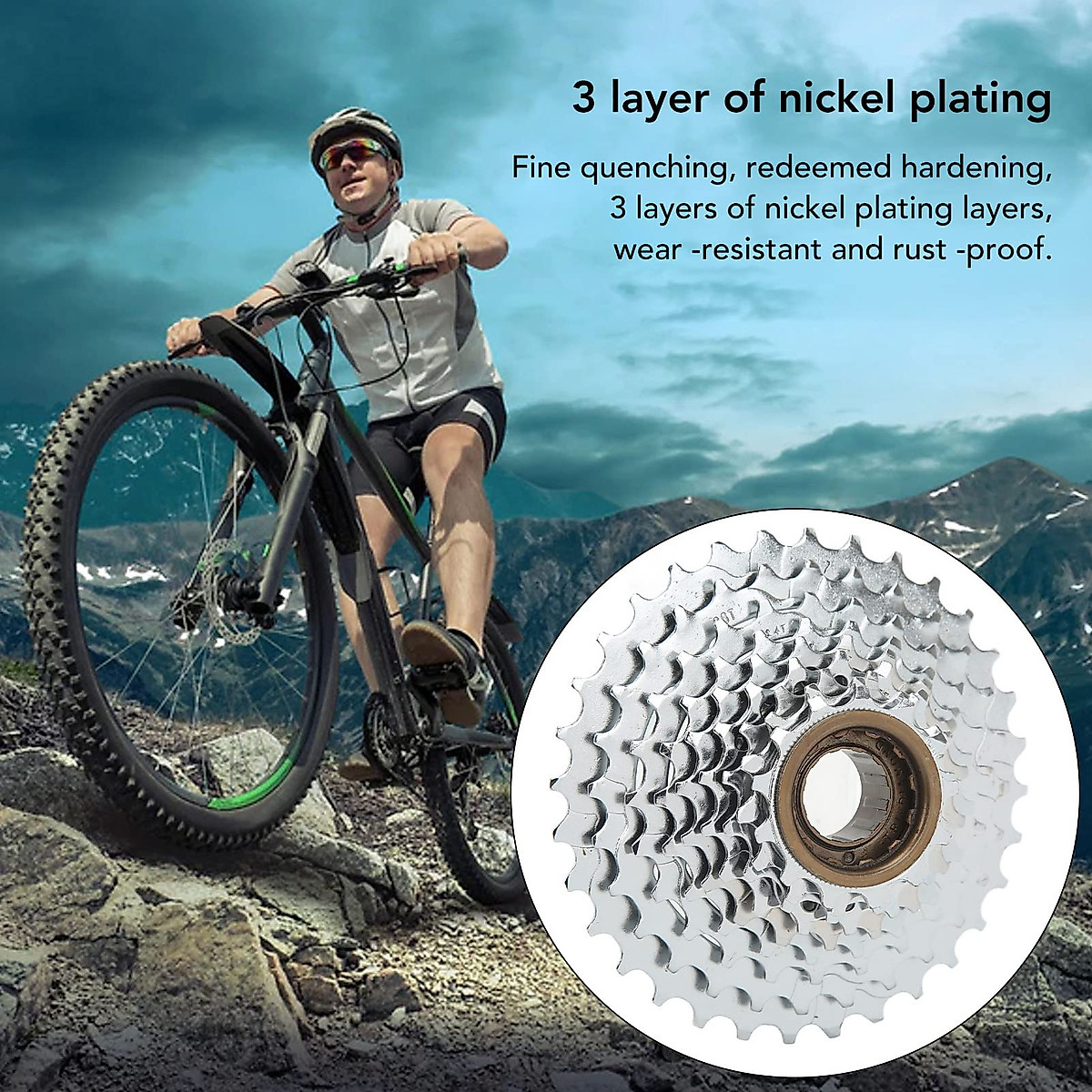 Alomejor 7 Speed Cassette,13T to 28T Freewheel Bike Freehub Freewheel Silver Steel Bike Rotating Flywheel for Mountain Bikes