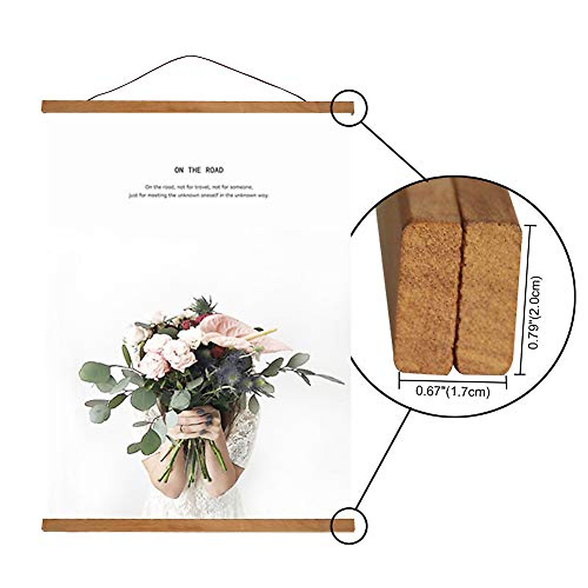 Miaowater 2 Pack Poster Frame,12x15 12x16 12x17 12x18 12x20 Magnetic Light Wood Wooden Frames Hanger for Photo Picture Art Canvas Print Artwork Wall Hanging Teak Wood 12''