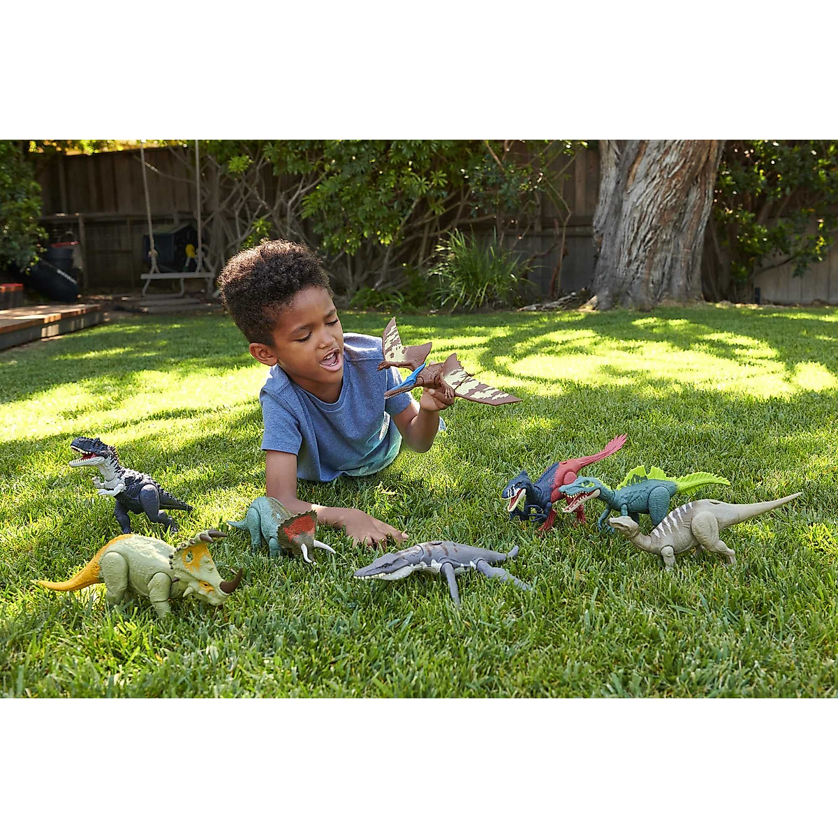 Mattel Jurassic World Dominion Roar Strikers Dinosaur Action Figure with Roaring Sound & Attack Action, Ichthyovenator Dino Toy Includes Downloadable App & AR