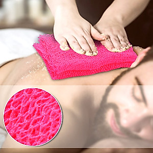 African Net Long Bath Net Sponge,JASSINS African Bathing Body Exfoliating Net Shower Body/ Back Scrubber Skin Smoother,Stretch Length to 66 INCH (Pink)