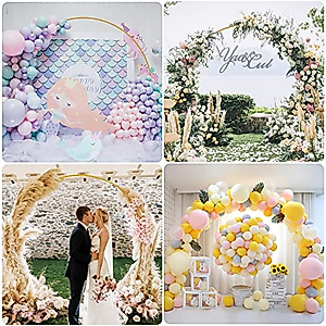 Fomcet 8FT Large Gold Round Backdrop Stand Metal Circle Wedding Balloon Floral Flower Arch Frame for Anniversary Birthday Party Valentine Ceremony Wedding Decorations Thickend Square Tubes