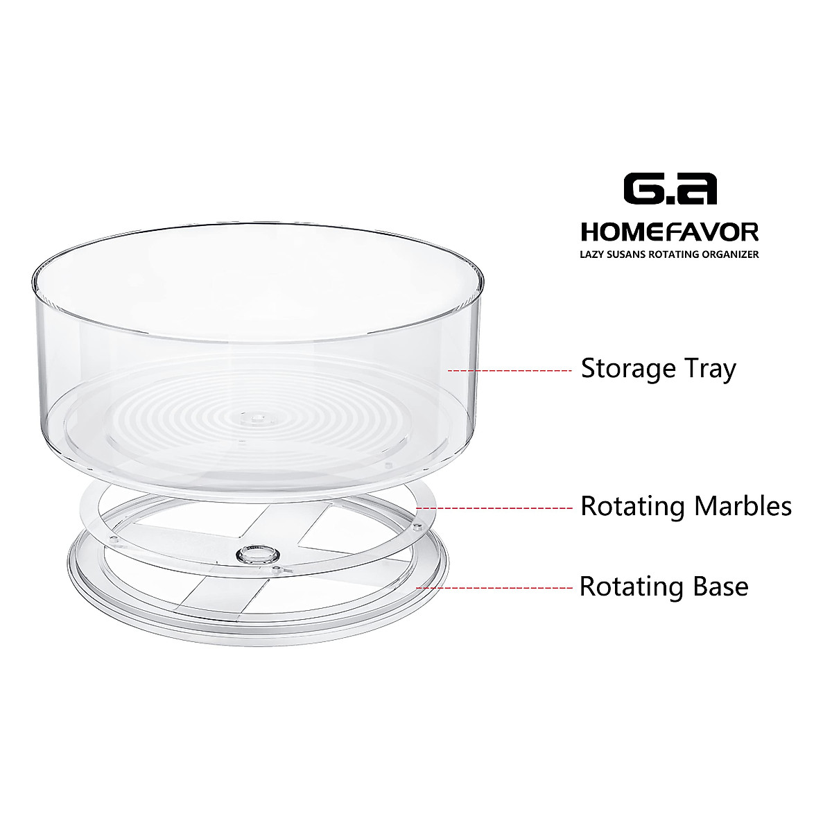 2 PCS Clear Lazy Susan Organizer-Acrylic Turntable Container-360 Rotated Plastic Tray for Table, Spice Rack, Cabinet, Pantry, Refrigerator-Perfect for Spice, Makeup, Condiments, Food, Cosmetic