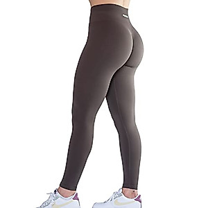 Seamless Scrunch Legging Women Yoga Pants 7/8 Tummy Control Workout Running for Fitness Sport Active Legging-25''（S,Chestnut Brown