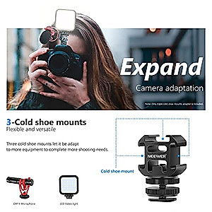 NEEWER Camera Hot Shoe Mount Adapter with Triple Cold Shoe Mounts for Mic LED Video Light Field Monitor, Aluminum Alloy Shoe Mount Compatible with Canon Nikon Sony DSLR Camera Camcorder