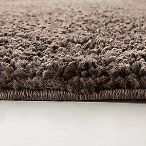 Safavieh August Shag Collection 4' x 4' Round Brown AUG900T Solid Non-Shedding 1.2-inch Thick Area Rug