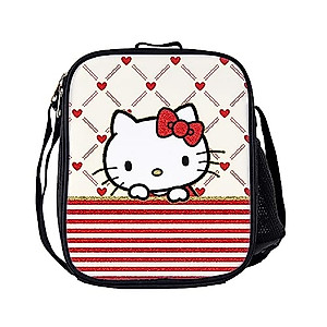 JVUQHLA 3Pcs Backpack Set 17inch Backpack With Lunch Box Pencil Case for Girl Women Back to School Supplies Gift (Cute Cartoon Cat)