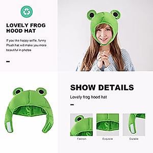 PartyKindom Cute Green Plush Frog Hat Cap Winter Scarf Headband Cartoon Headgear Frog Ears Ski Hat Multicolored Fisherman Packable Sun Hat for Halloween Party Dress up Cosplay Costume