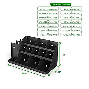 Mind Reader 14 Compartment 3 Tier Large Breakroom Coffee Condiment Organizer, Black