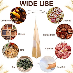 300 Pcs Kraft Bags with Window Kraft Stand up Pouches Bulk Kraft Zipper Lock Paper Bags Pouches Food Storage Bags Reusable Heat Sealable Bags for Packaging Home Office Business (6 x 9 Inch)